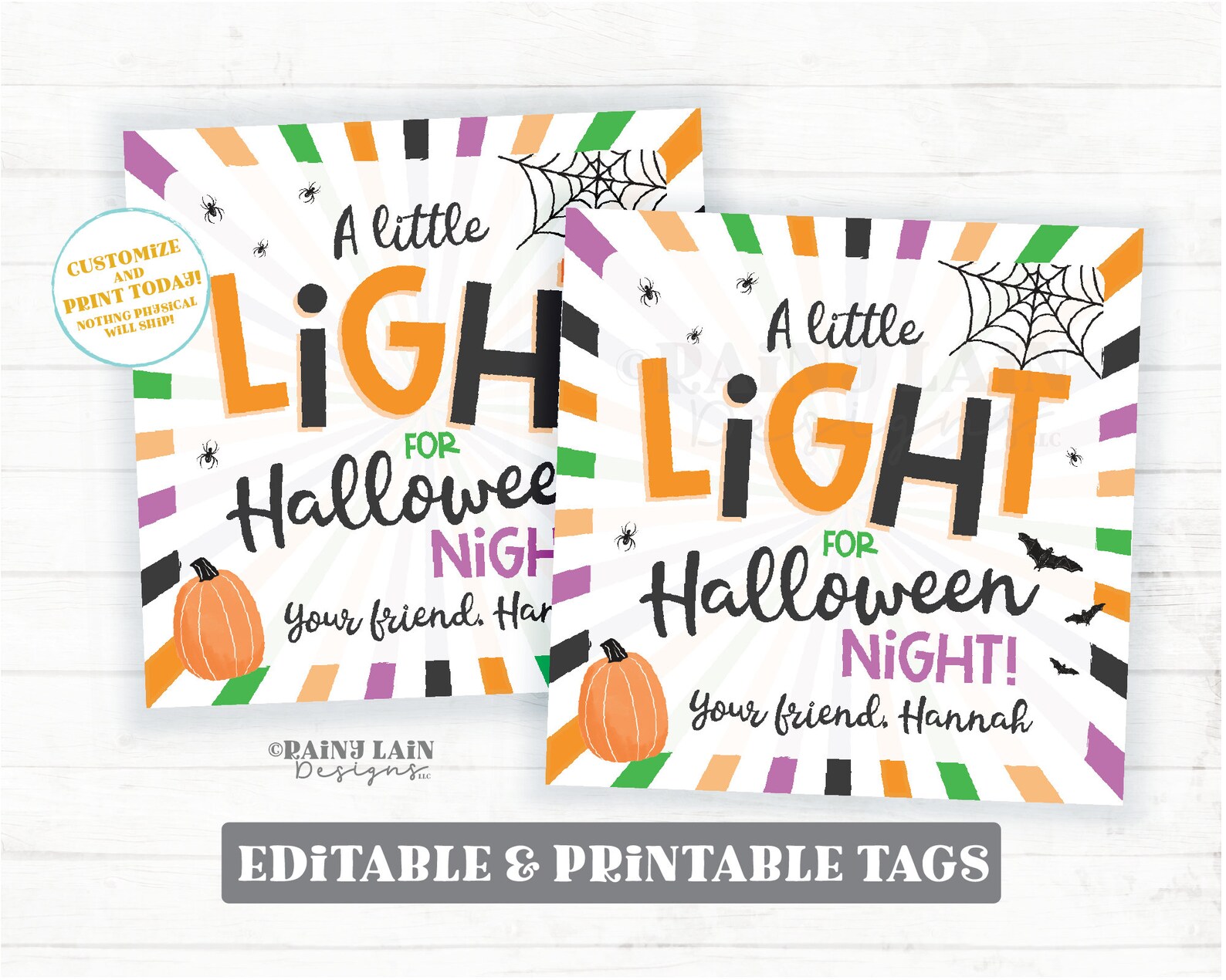 A Little Light for Halloween Night Glow Stick Party Favor Tags - Etsy