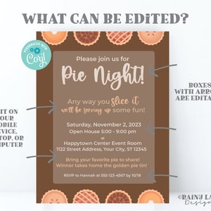 Pie Night Invitation Modern Pie Fundraiser Flyer Pie and Cocktails ...