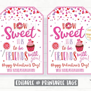 How Sweet It is to Be Friends With You Valentine Tag, Treat Candy Donut ...