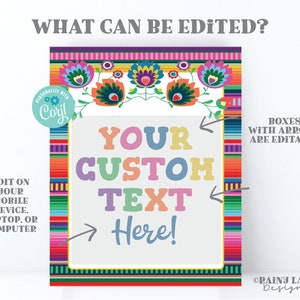 Editable Fiesta Sign Serape Decoration Cinco De Mayo Birthday Printable ...