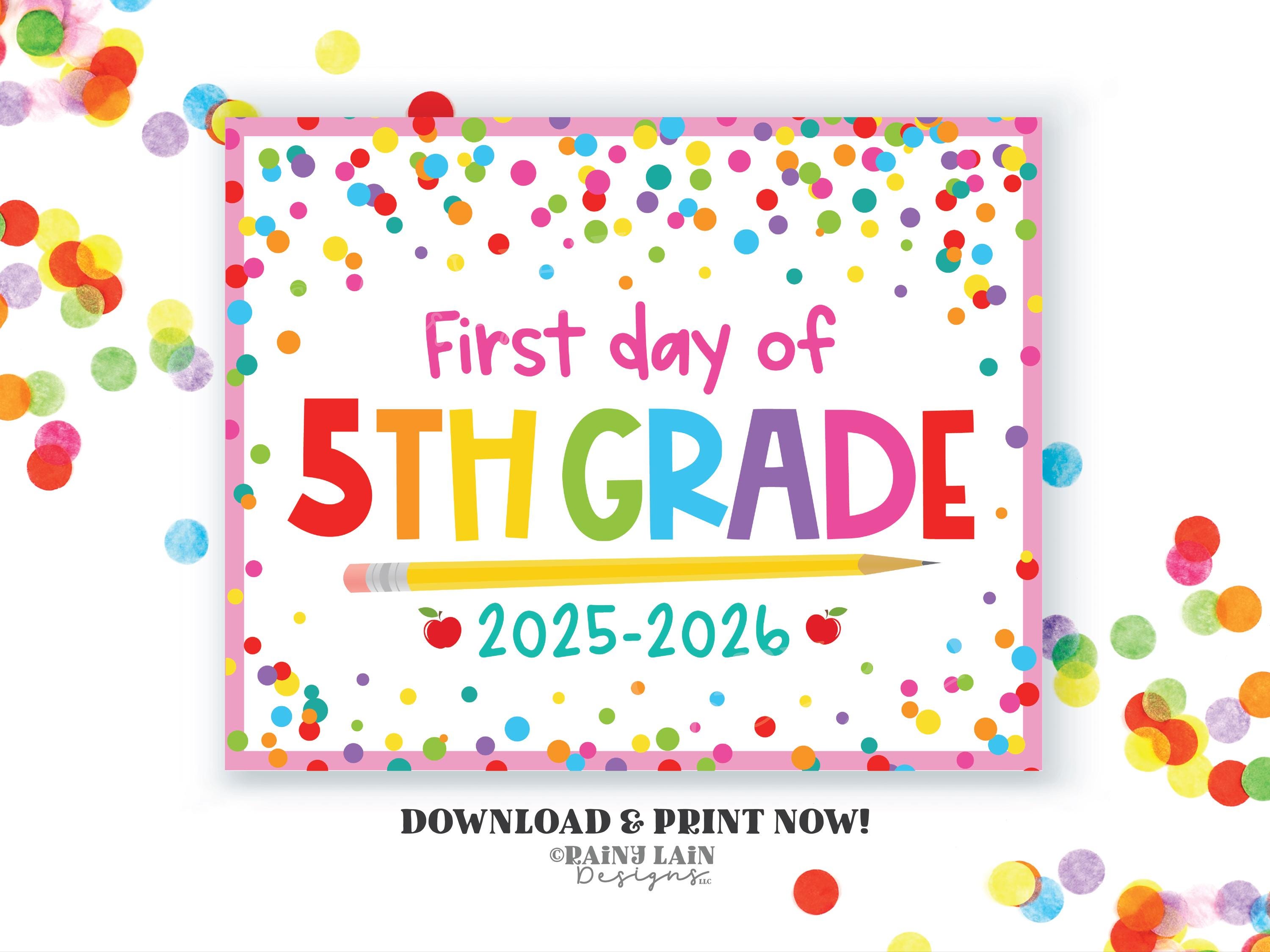 First Day of School Sign 1st Day of 5th Grade Fifth Grade Back to ...