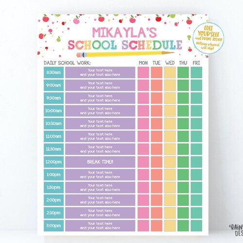 Editable Home School Schedule Daily School Checklist - Etsy