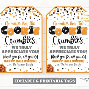 No Matter How the Cookie Crumbles Halloween Gift Tag Spider Employee ...