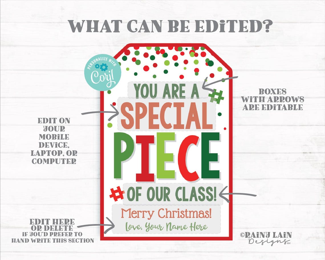 You're a Special Piece of Our Class Tag Christmas Building Block Puzzle ...