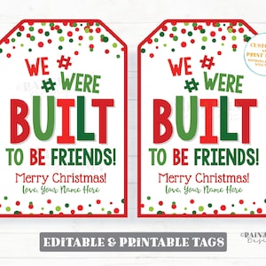 We Were Built to Be Friend Tag Christmas Building Blocks Gift Puzzle Piece Friendship Printable ...