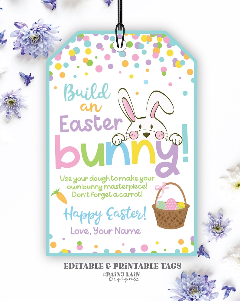Create Your Own Easter Bunny Tag Build Make Play Dough Gift Doh Spring ...