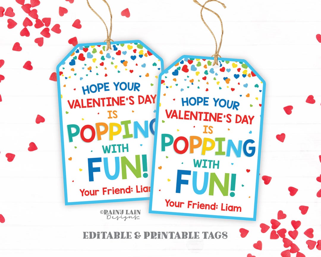 Popping With Fun Valentine Tag, Pop Fidget Toy, Valentine's Day Gift ...