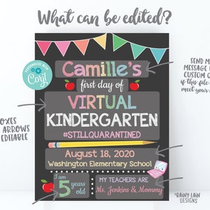 1st Day of Virtual School Sign Editable First Day of Virtual - Etsy