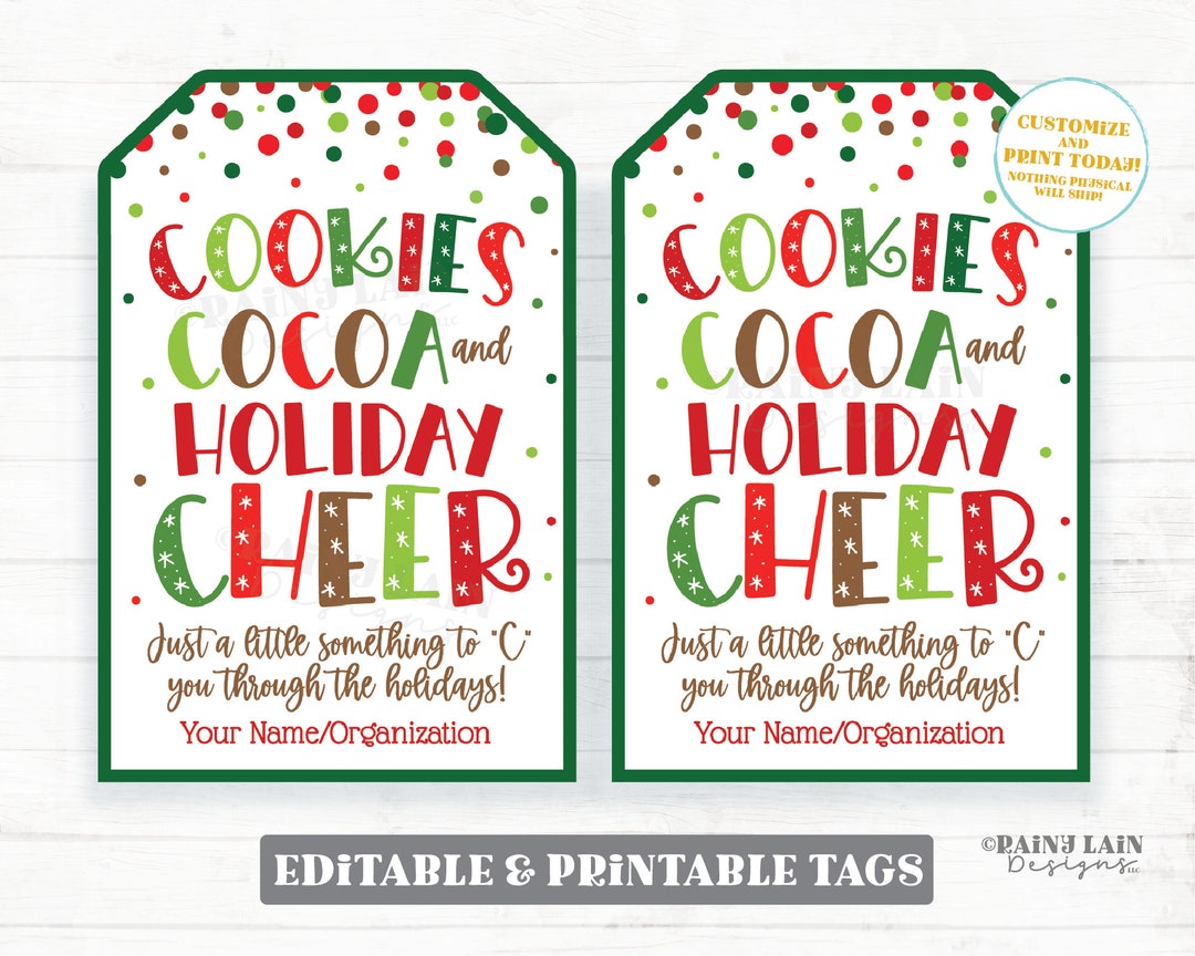 Cookies Cocoa Holiday Cheer Tag Christmas Gift Hot Chocolate Cookies ...