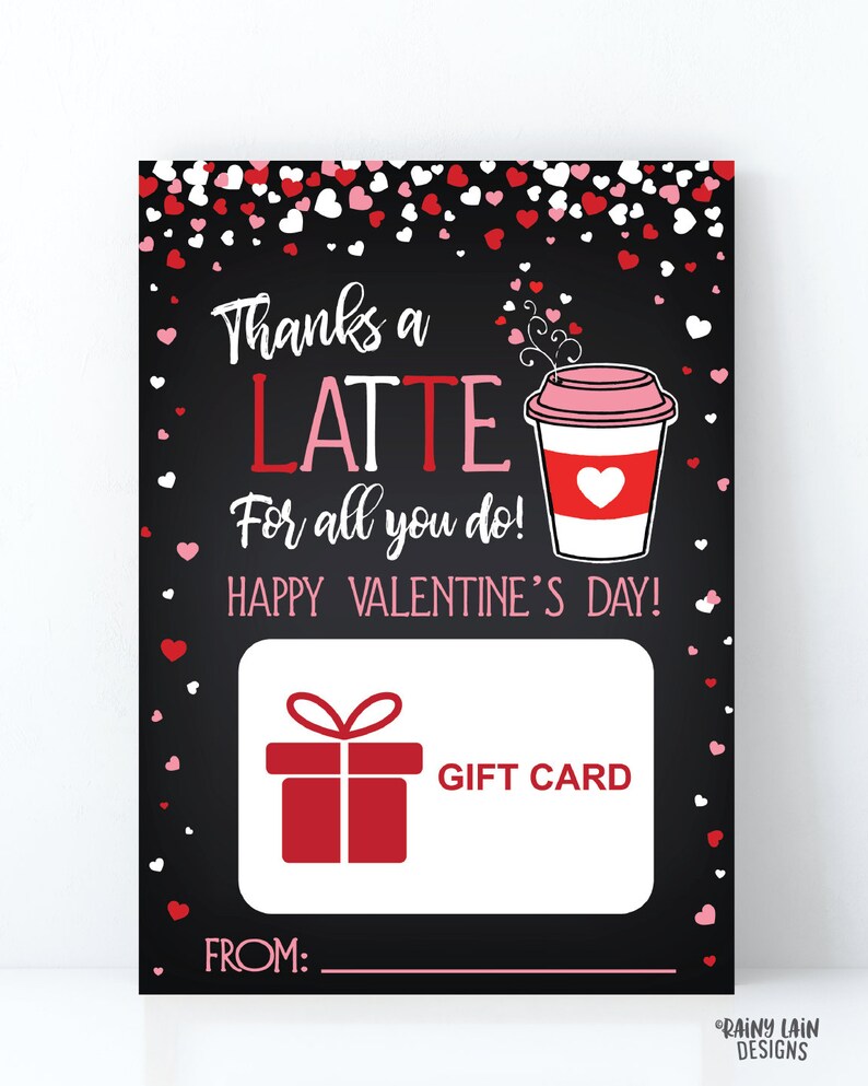 Thanks a Latte Valentine's Day Gift Card Holder, Printable Giftcard ...