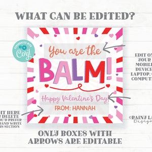 Lip Balm Valentine Tag, You're the Balm, Chapstick Valentine's Day ...
