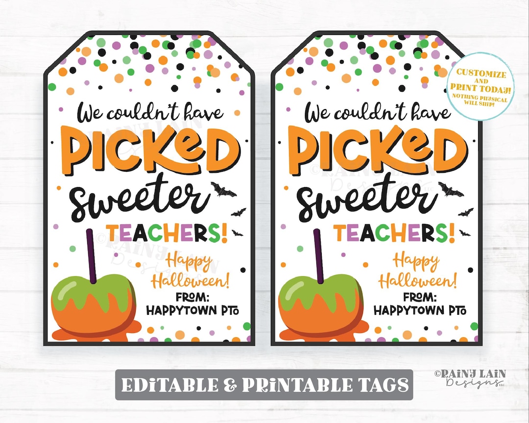 Couldn't Have Picked Sweeter Teachers Tag, Halloween Candy Apple ...