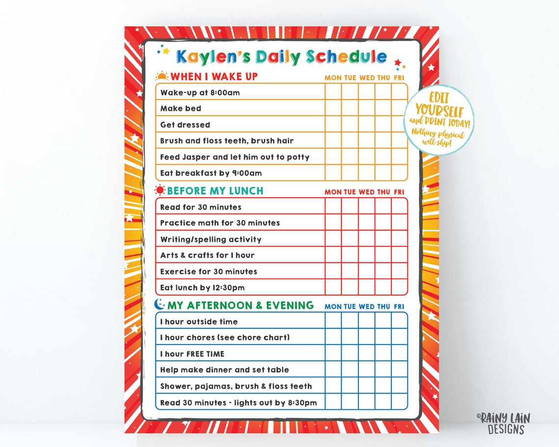 Editable Superhero Home School Schedule Printable Kids | Etsy