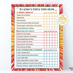 Editable Superhero Home School Schedule Printable Kids Schedule Daily ...