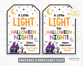 Light for Halloween Night Gift Tag Glow Stick Gift Tag - Etsy