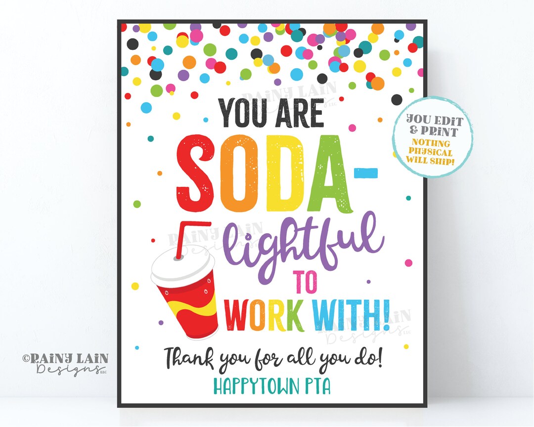 You Are Sodalightful to Work With Sign Soda Break Room Lounge Sign Soda ...