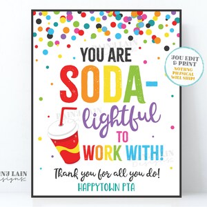 You Are Sodalightful to Work With Sign Soda Break Room Lounge Sign Soda ...