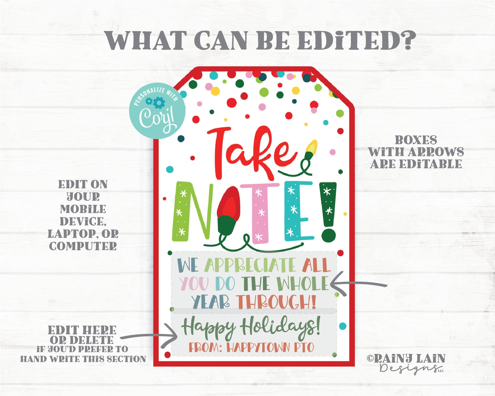 Notebook Gift Tag Take Note Appreciate All You Do the Whole Year ...