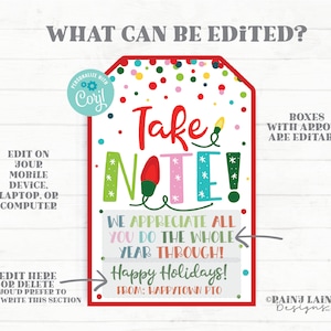 Notebook Gift Tag Take Note Appreciate All You Do the Whole Year ...