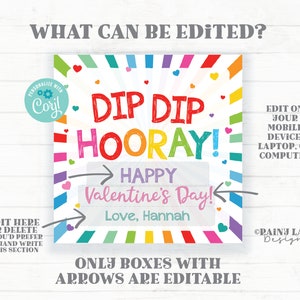 Dip Dip Hooray Tag, Happy Valentine's Day, Candy Dip Preschool Fun ...