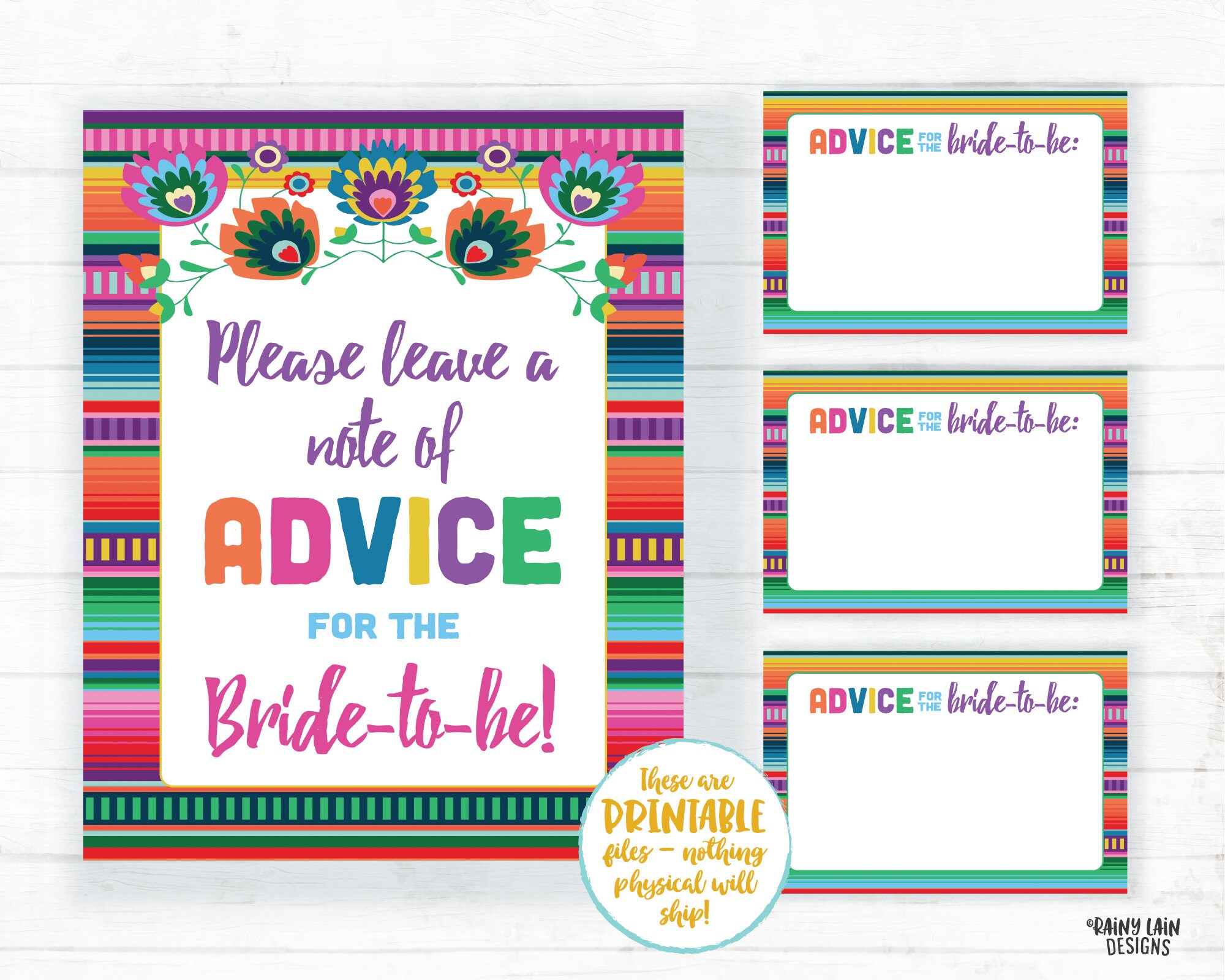 Advice for the Bride to Be Cards and Sign, Fiesta Bridal Shower Advice ...