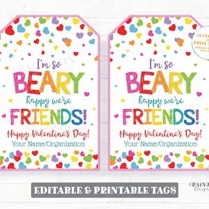 I'm Beary Glad We're Friends Valentine, Bear-y, Gummy Bear, Gift Tag ...