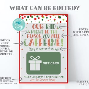Our Kid Might Be the Reason You Need Caffeine, Editable Christmas Gift ...