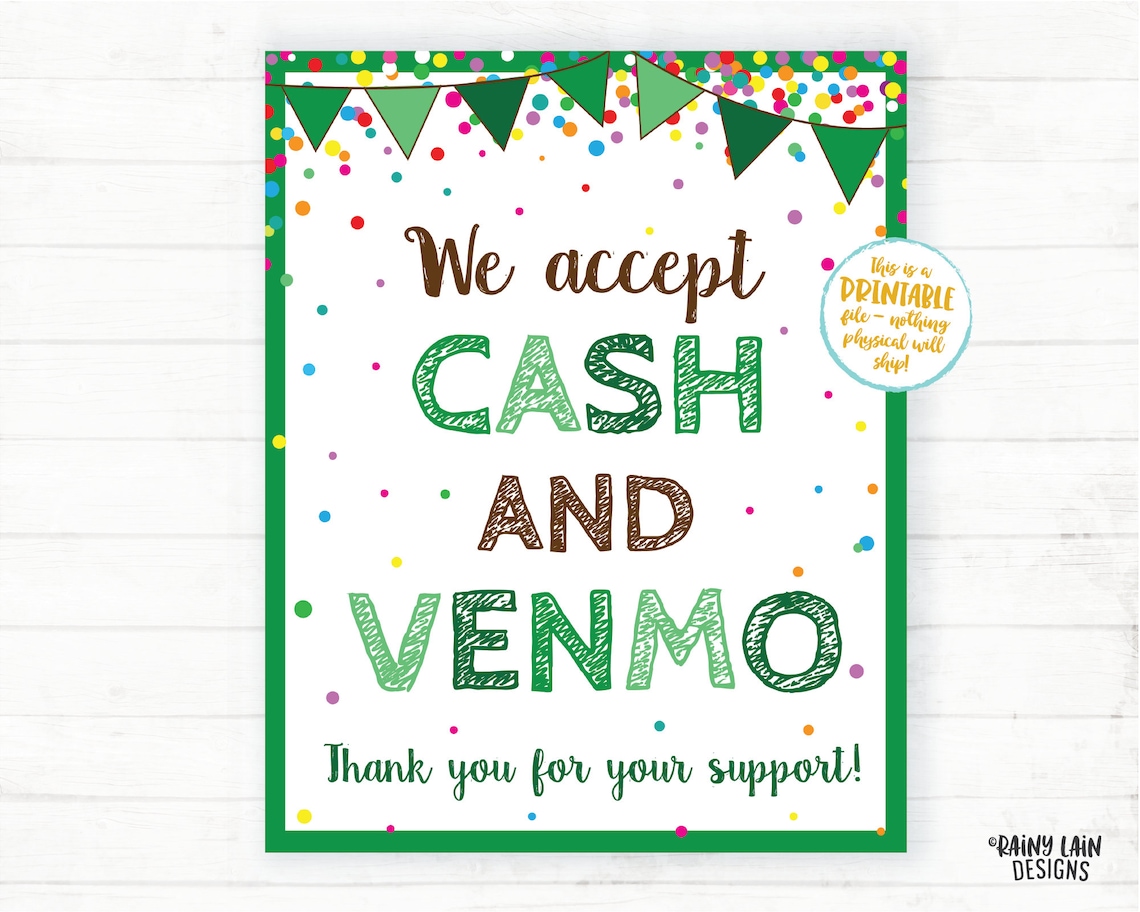 We Accept Cash and Venmo Sign Cookie Booth Printable Cookie - Etsy