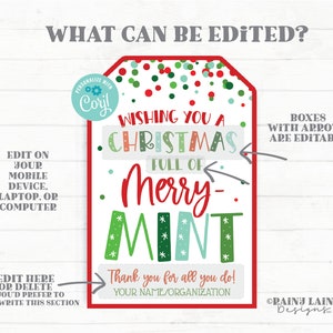 Christmas Full of Merry-mint Tag Holiday Mint Gift Employee ...