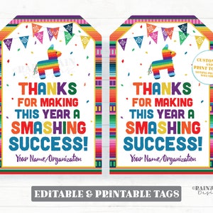 Thanks for Making This Year a Smashing Success Tag Piñata Teacher ...