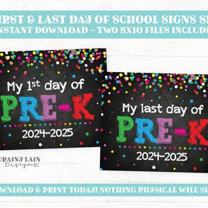 First and Last Day of Pre-k Sign Set Back to School Chalkboard ...