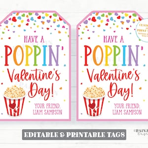 Poppin Valentine's Day Tag, Popcorn Valentine, Homemade Popcorn Snack ...