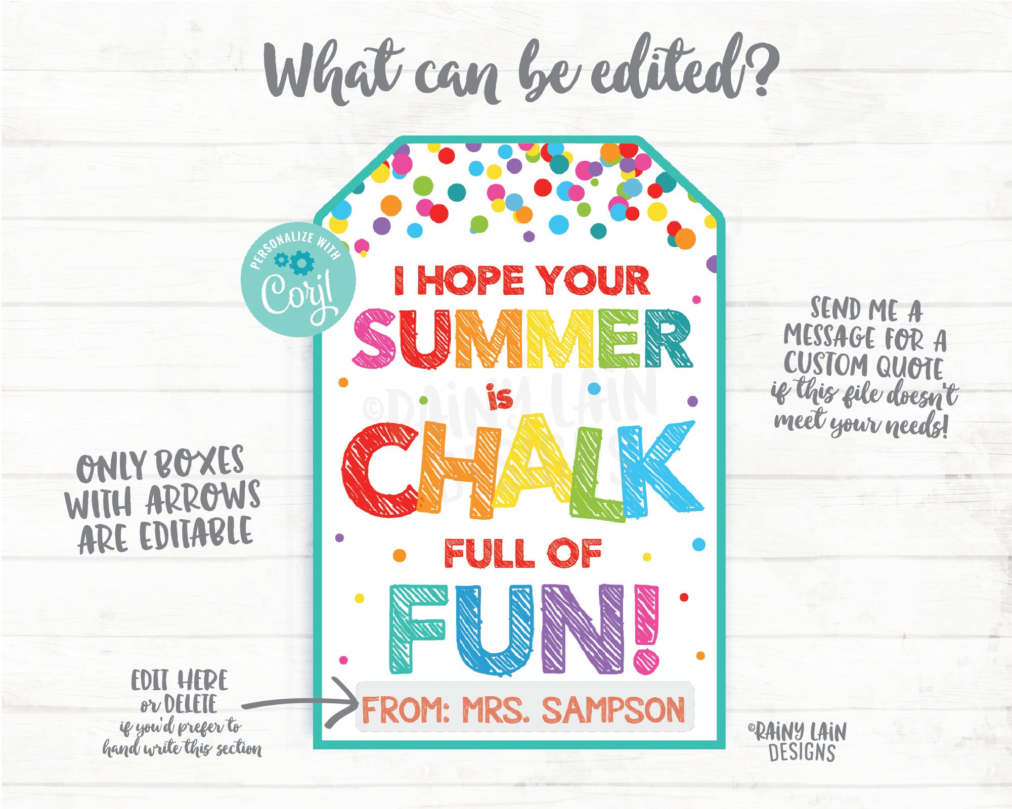 Hope Your Summer is Chalk Full of Fun Tags End of School Year - Etsy