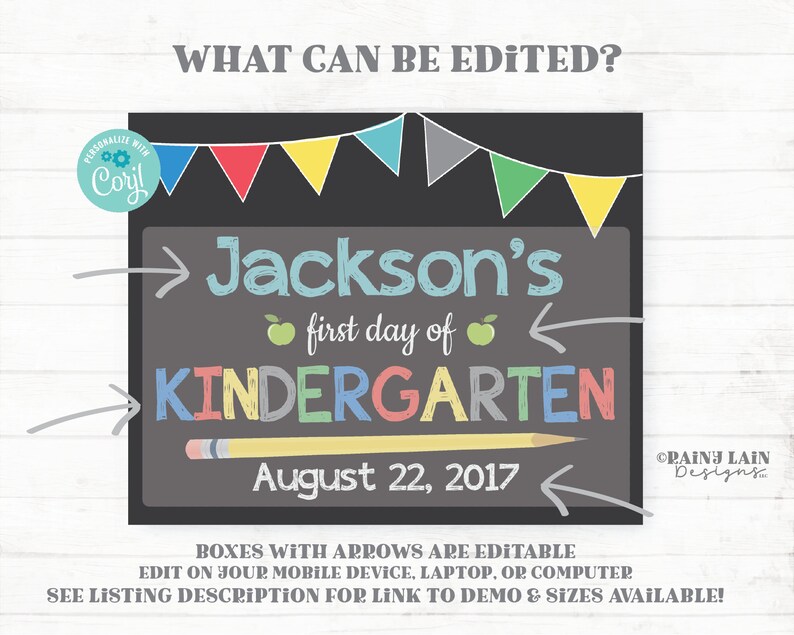 First Day of School Chalkboard Sign, Editable Back to School Template ...