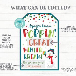 Poppin Great Winter Break Tag Pop Gift Popping Good Holiday Fidget Toy ...