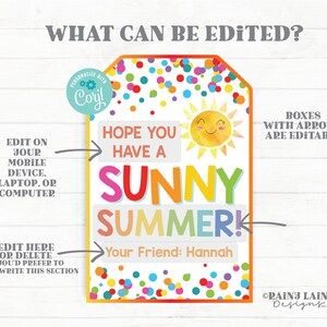Hope You Have a Sunny Summer Tags End of School Year Gift Sunglasses ...