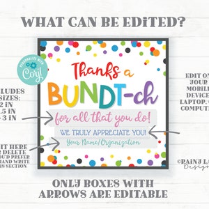 Bundt Cake Gift Tag Appreciation Thanks a Bundt-ch for All You Do Bundt ...