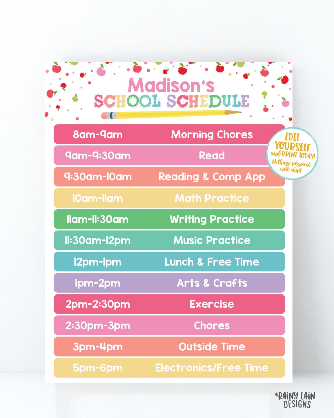 Editable Daily Schedule Kid Task List Template Printable Kids | Etsy