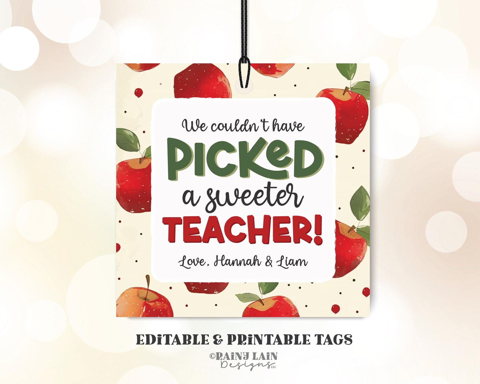 Couldn't Have Picked a Sweeter Tag, Editable Caramel Apple Kit Tag ...