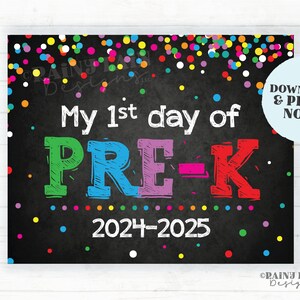 First Day of Pre-k Sign Prek Sign Back to School Chalkboard Printable ...