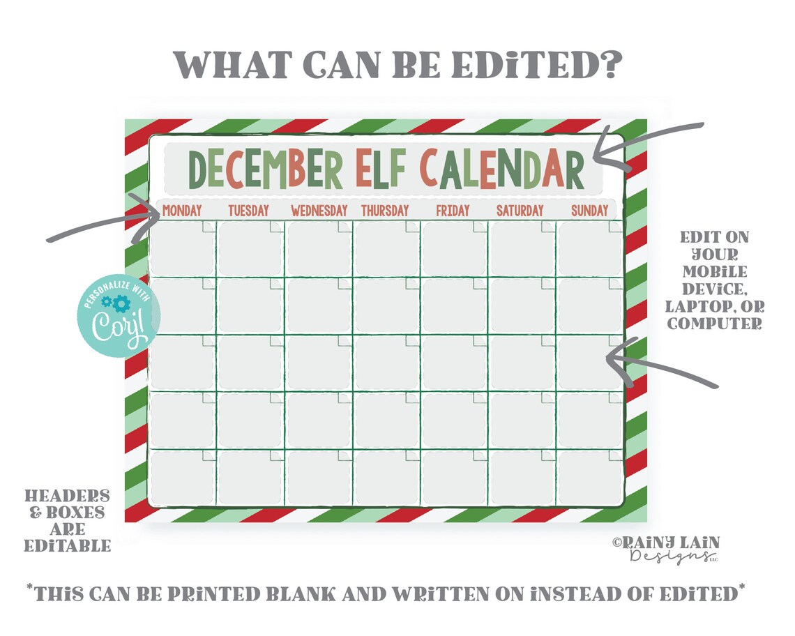 Elf Planner Printable Editable Christmas Elf Ideas Elf Printables ...