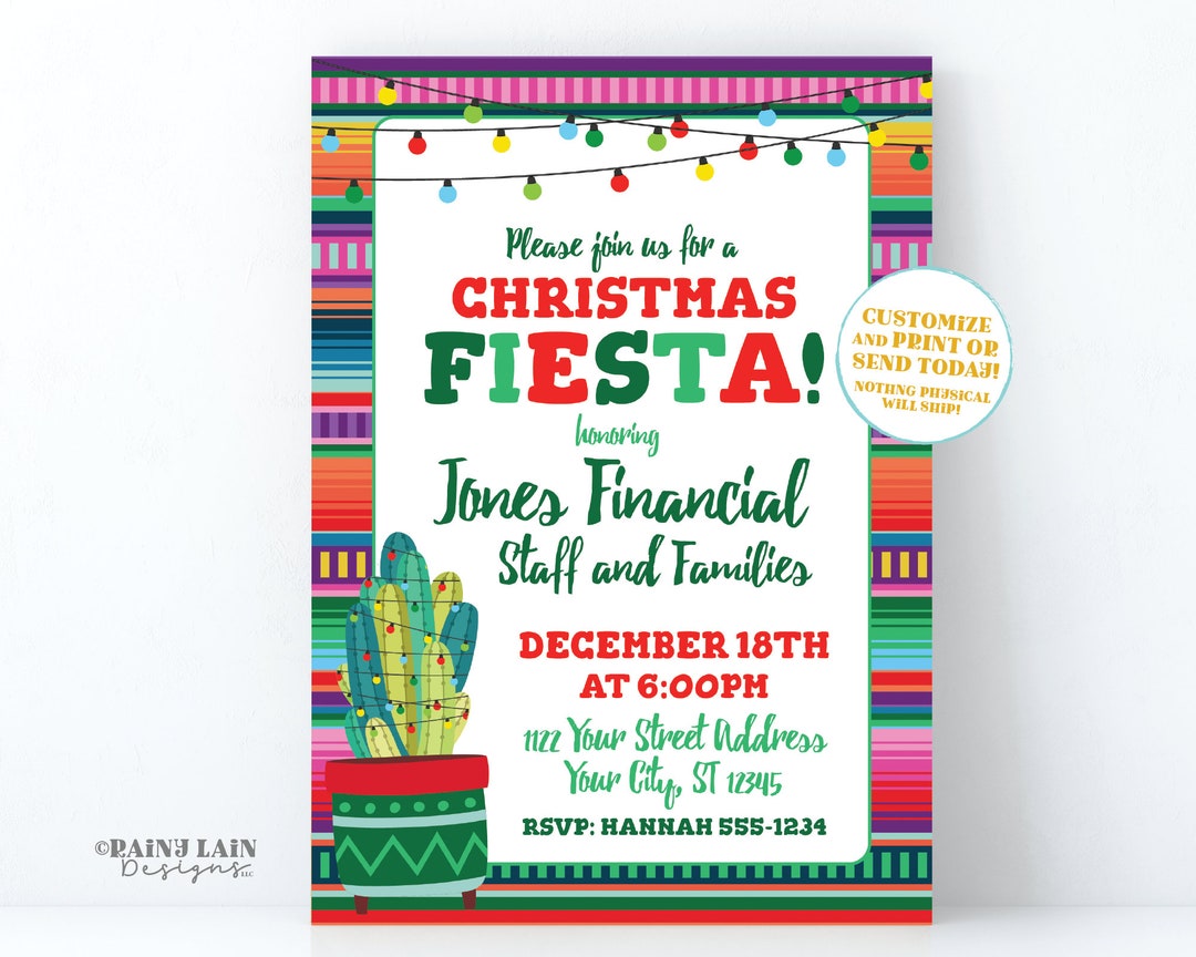 Holiday Fiesta Invitation, Christmas Fiesta Invite, Holiday Party ...