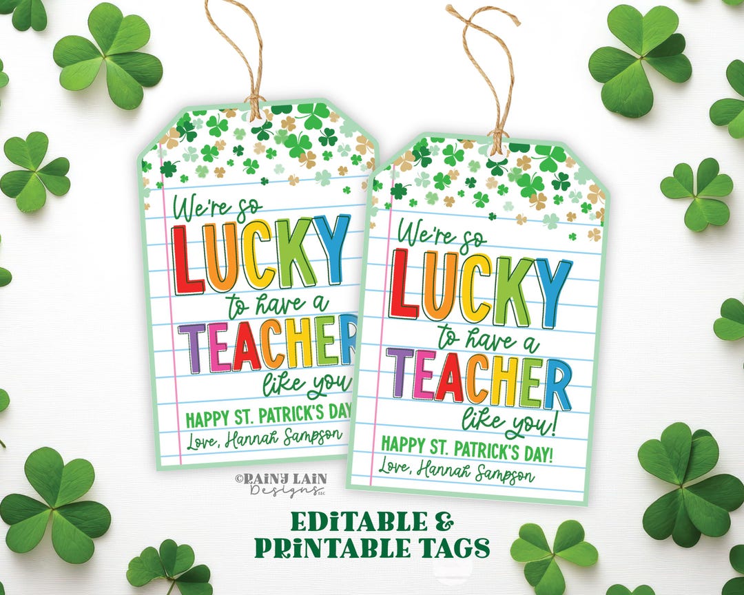 Lucky to Have a Teacher Like You St Patrick's Day Gift Tag, Teacher ...