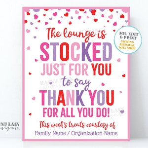 Teacher's Lounge Sign Valentine's Day Lounge Stocked Refrigerator ...