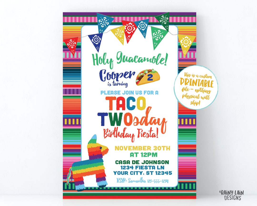 Holy Guacamole Boy Taco Twosday Invite, Taco Twosday Invitation ...