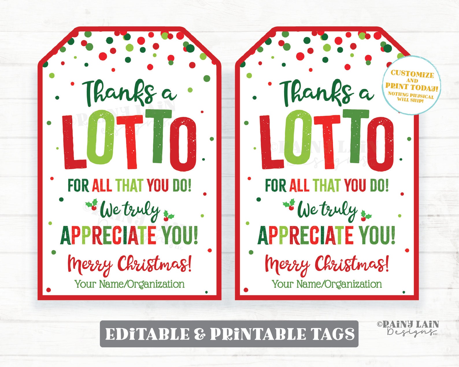 Thanks a Lotto for All You Do Christmas Lotto Tags Lottery | Etsy