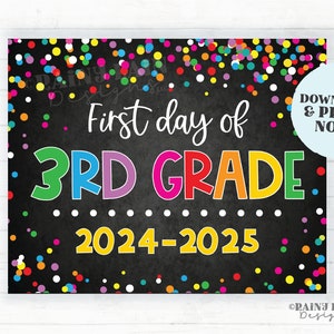 1st Day of 3rd Grade Sign First Day of Third Grade First Day of School ...