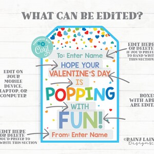 Valentine With to Line, Popping With Fun Tag, Pop Fidget Toy Pop Gift ...