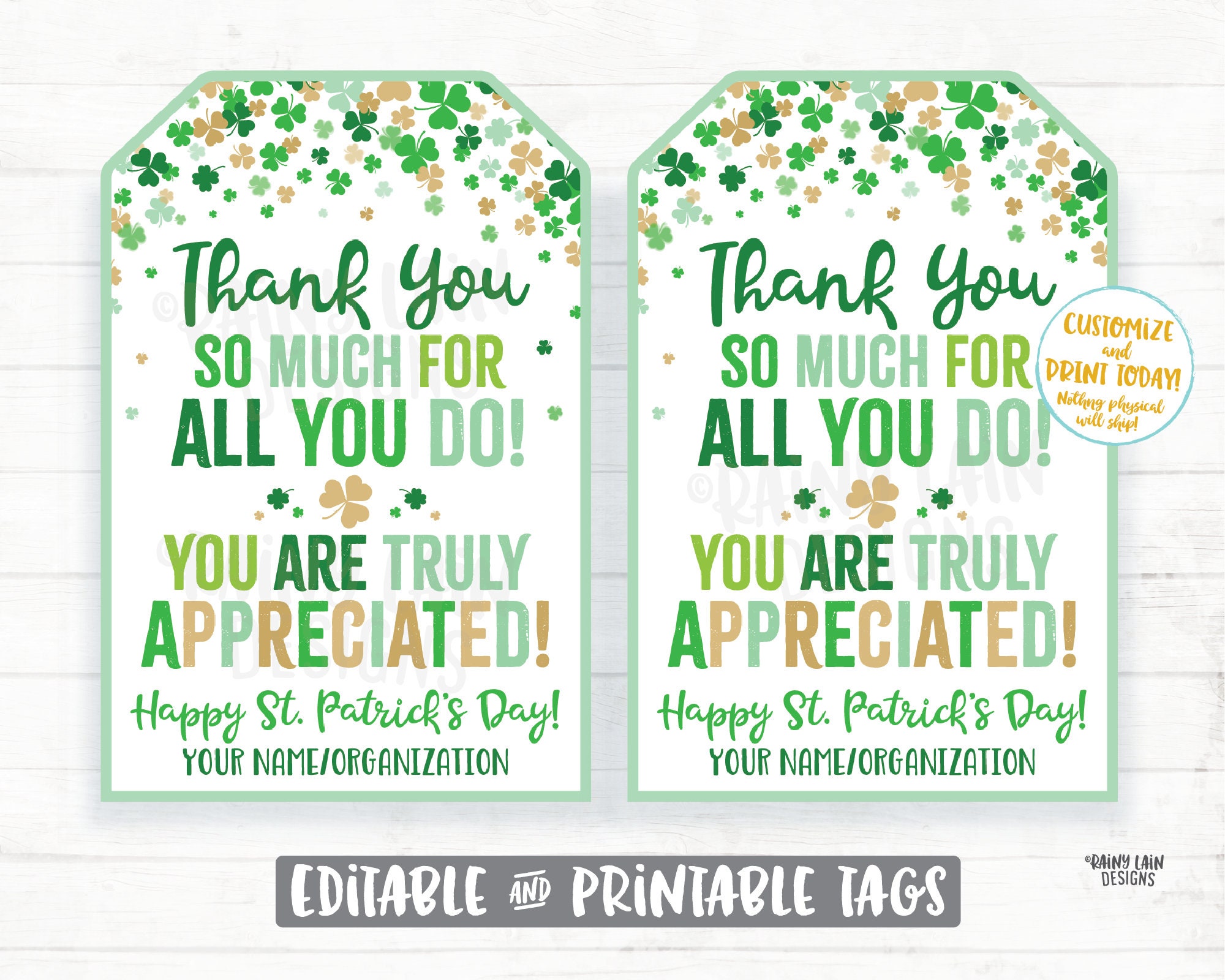 Thank You for All You Do St Patrick's Day Gift Tag - Etsy