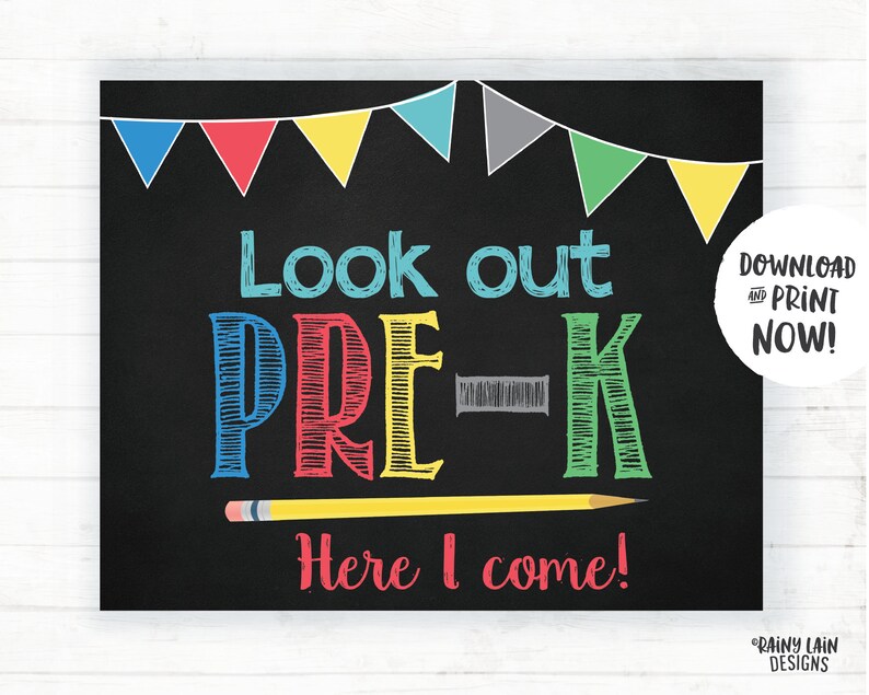 Look Out Pre-k Here I Come Sign First Day of Pre-k Sign - Etsy